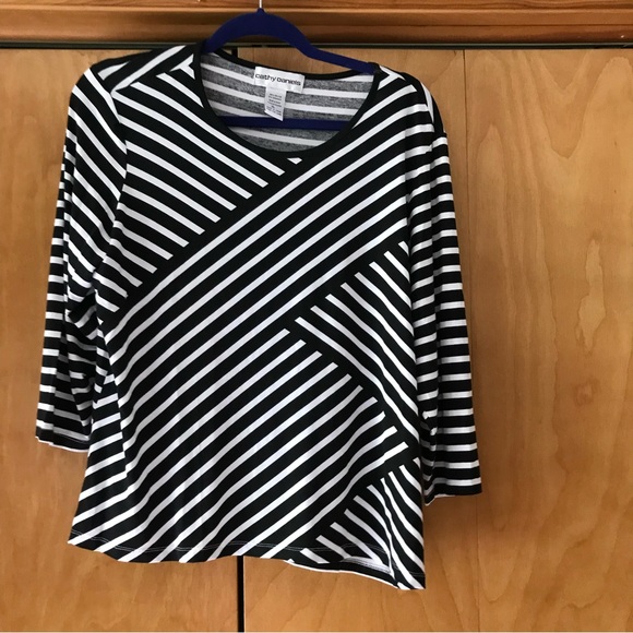 Cathy Daniels | Tops | Stunning Black And White Striped Shirt | Poshmark